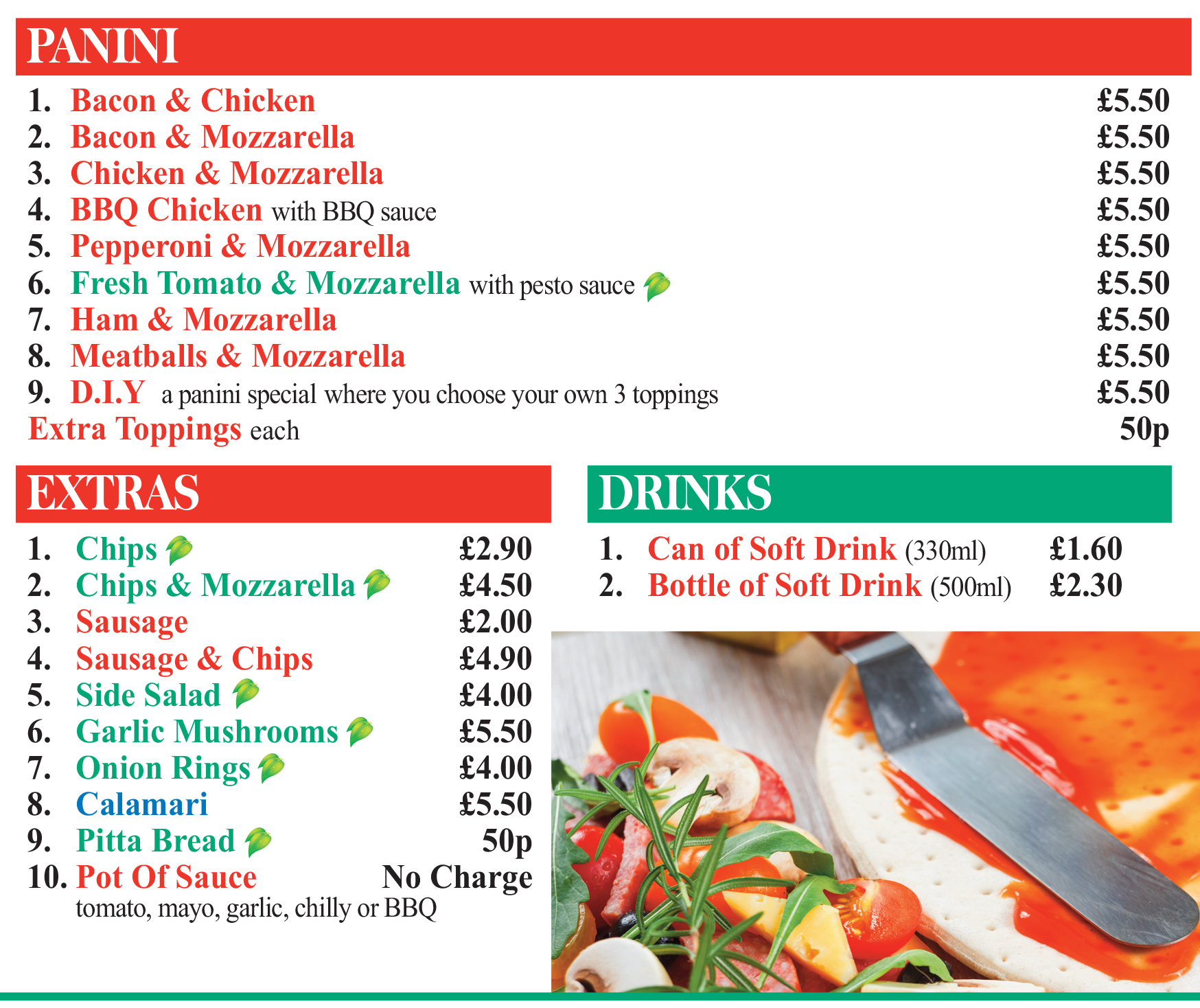 Food Menu - Bella Napoli Express Ipswich - Freshly Cooked To Order